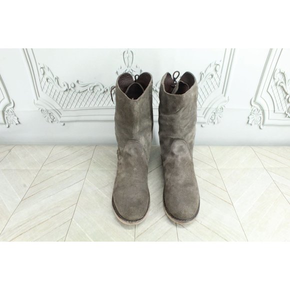 Vintage | Shoes | Vintage Olive Green Suede Slouchy Back Lace Up Mid ...